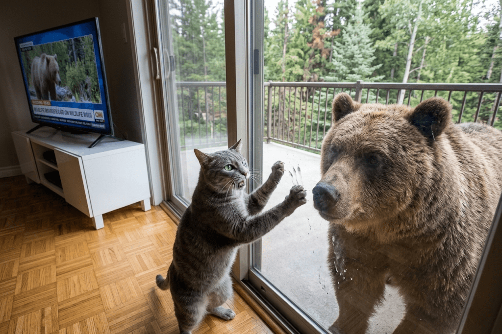 Buddy The Cat Bravely Scares Off Yuge Bear! – Pain In The Bud